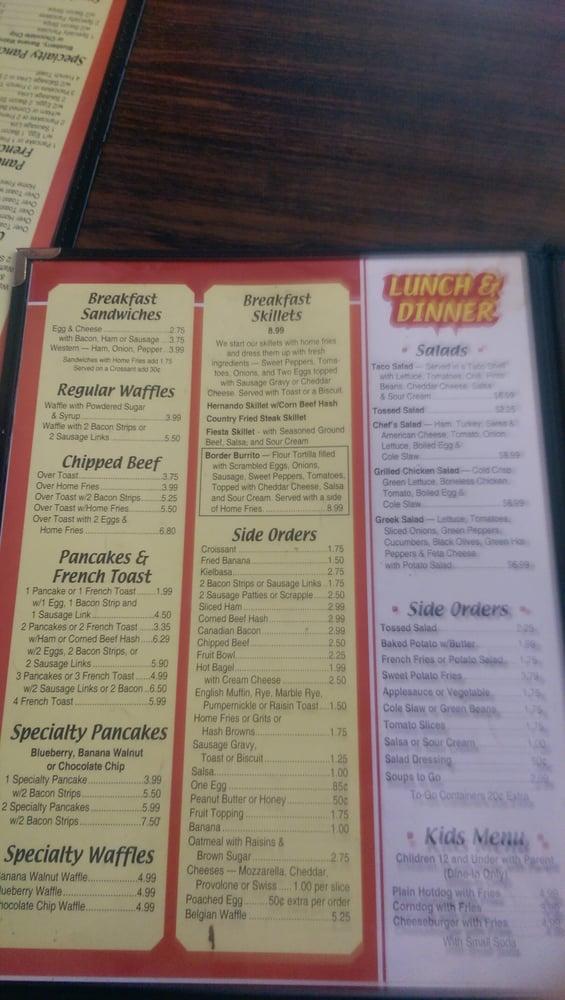 Menu at Sabina's Diner & Ice Cream Shop restaurant, Hernando