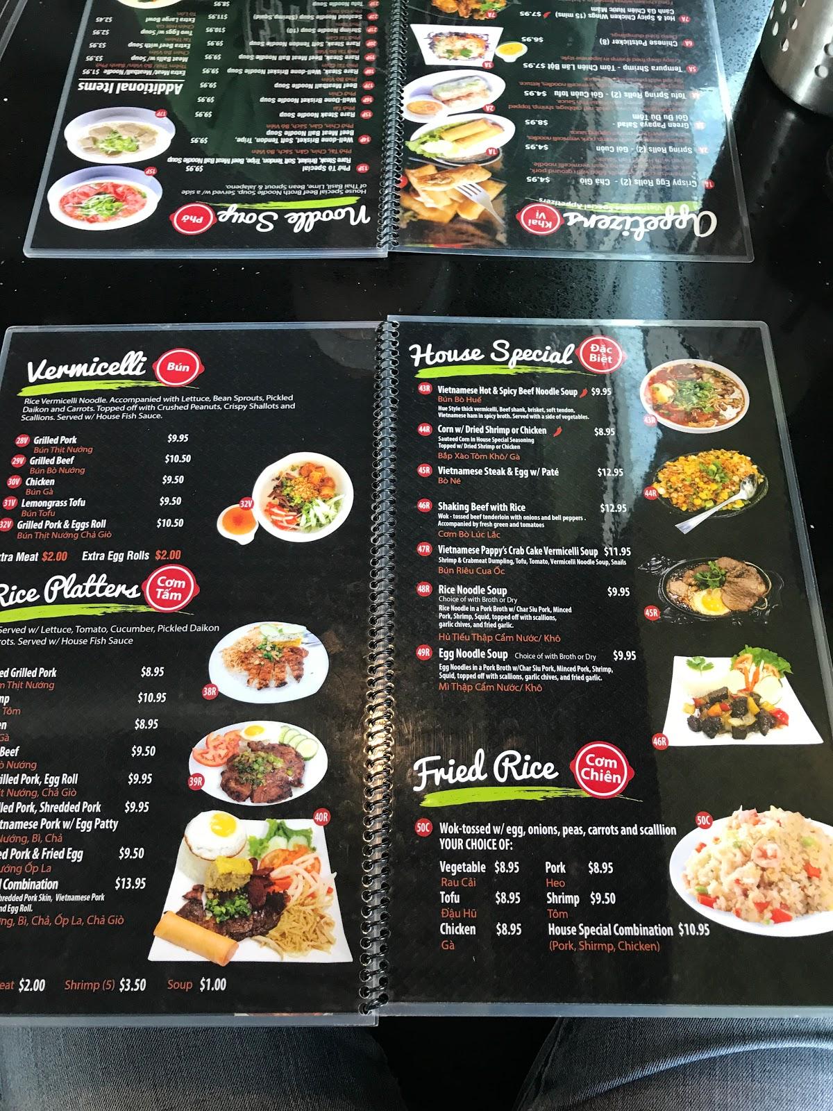 Menu at Vietopia Bistro restaurant, Taylorsville