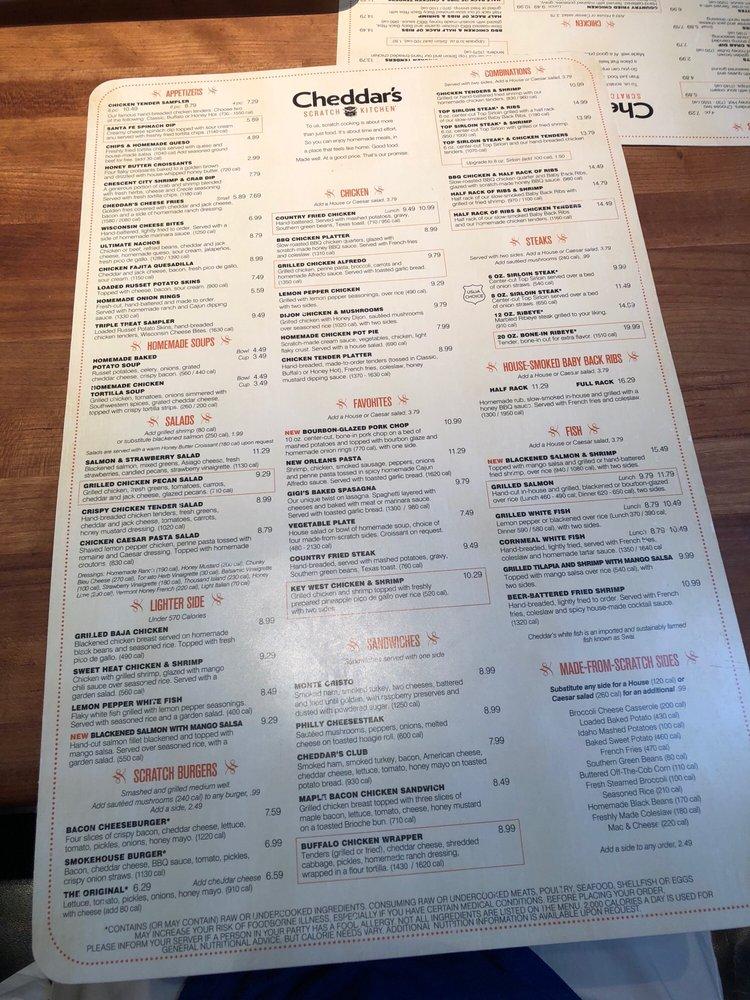 Menu at Cheddar's Scratch Kitchen restaurant, Newport News