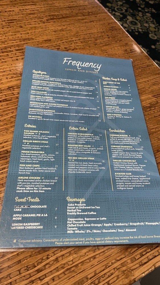 Menu at Frequency Restaurant & Lounge, Jacksonville