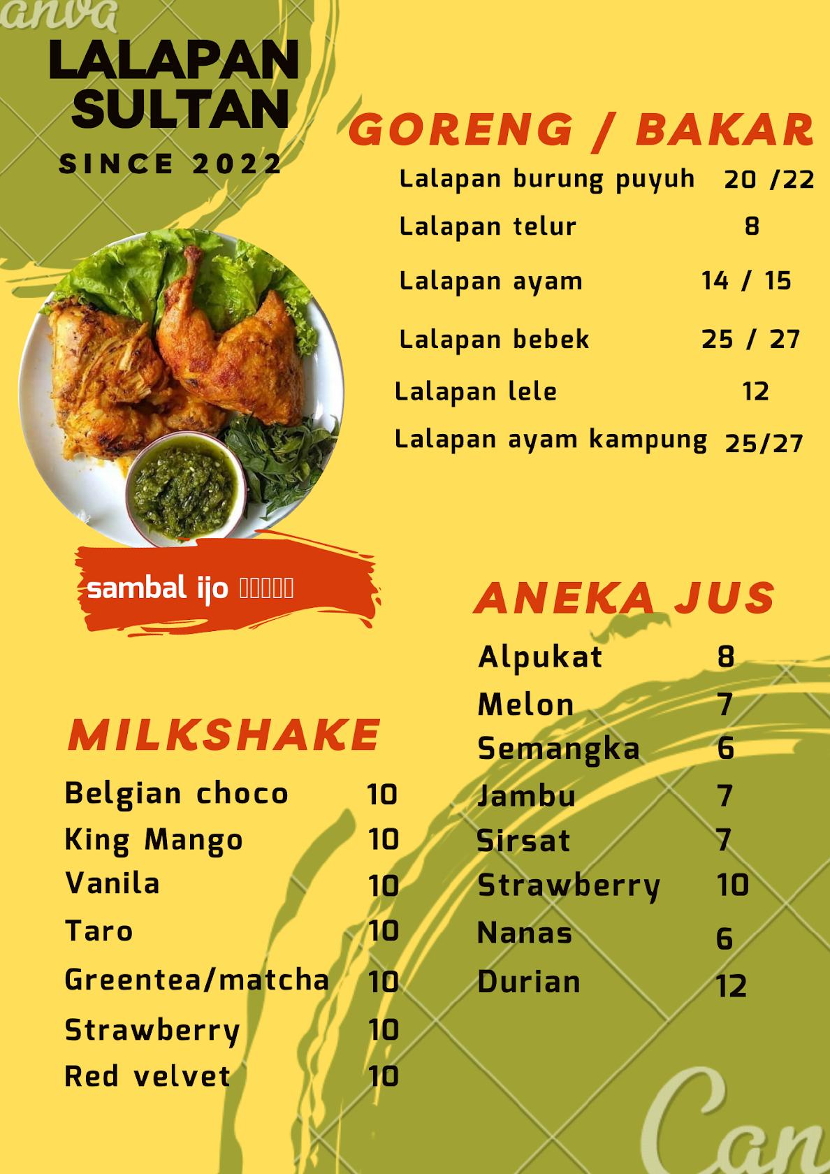 Menu at LALAPAN SULTAN restaurant, Pancoran