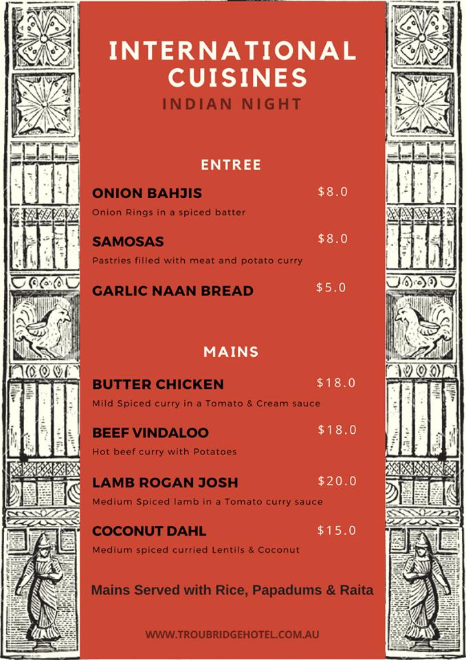 Menu at Troubridge Hotel Motel pub & bar, Edithburgh