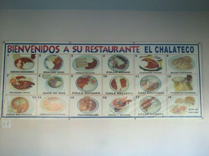 Menu at El Chalateco restaurant, Los Angeles, W Adams Blvd