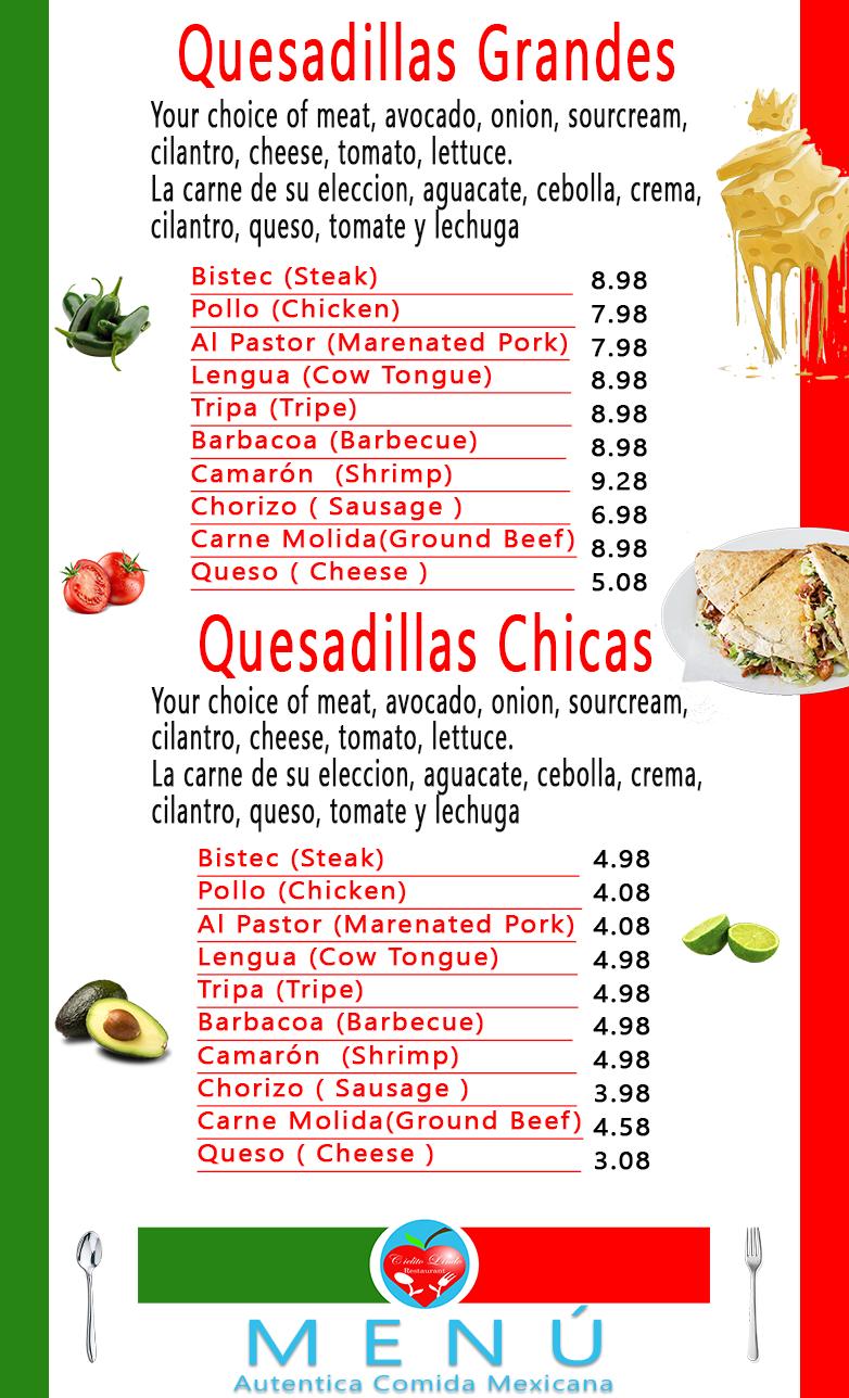 Menu at Cielito Lindo Restaurant, Comstock Park