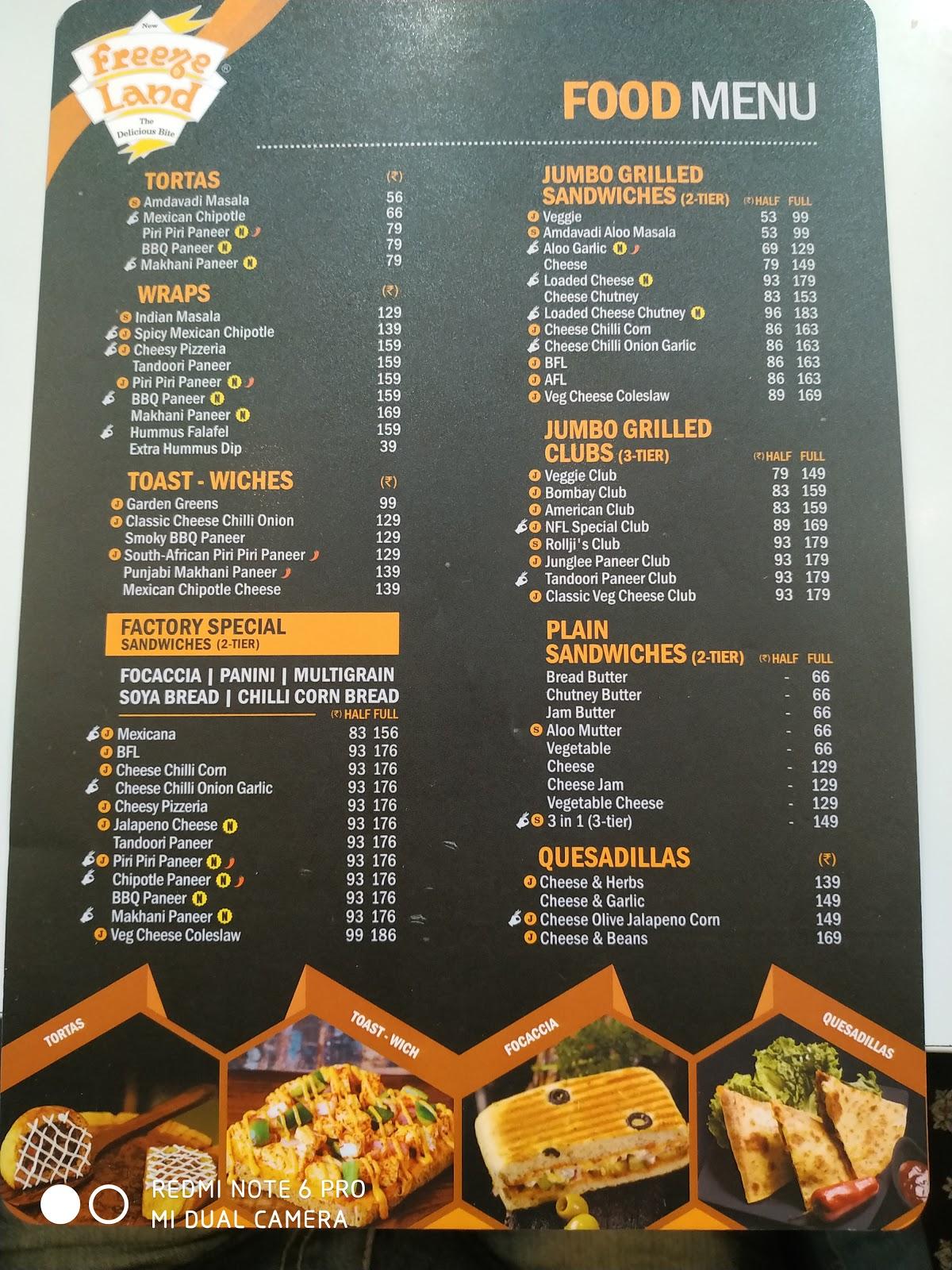 Menu at New Freezeland, Ahmedabad, GF