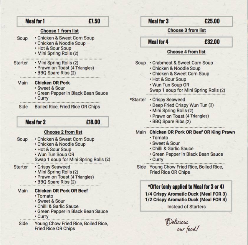 Menu at Happy Dragon fast food, Manchester, 17 Ainsworth Rd