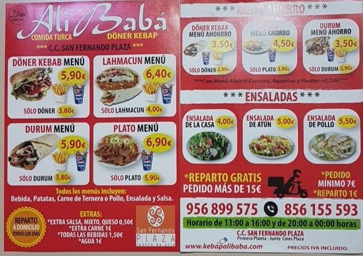 Menu at KEBAP ALIBABA restaurant, San Fernando