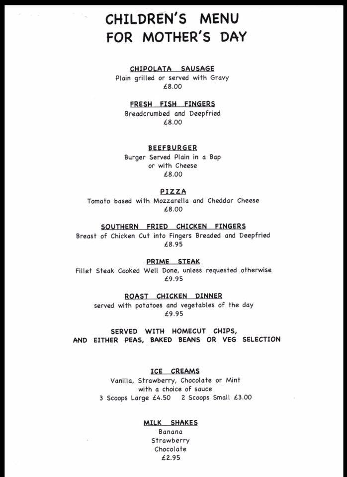 Menu at Priory Farm restaurant, Belton