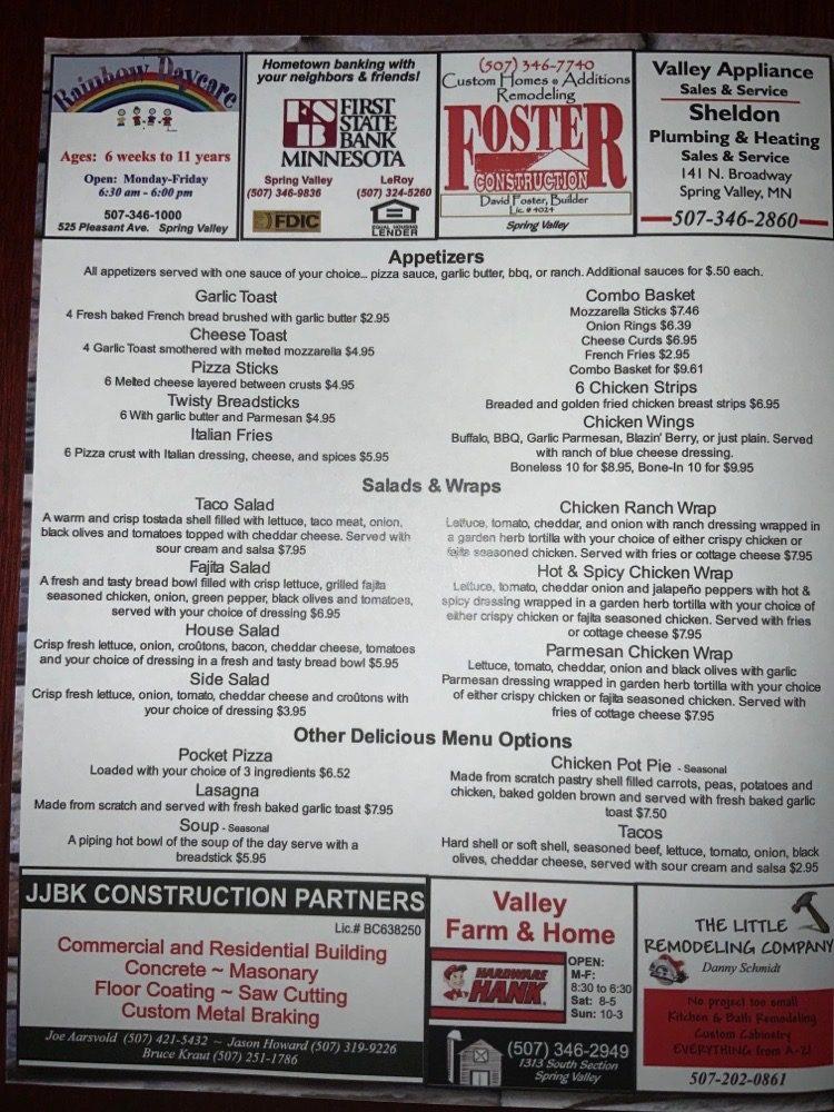 Menu at The Pizza Place pizzeria, Spring Valley