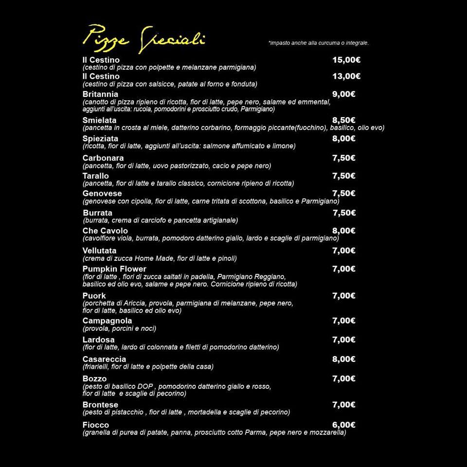 Menu at Britannia by Vagabondo pub & bar, San Vitaliano