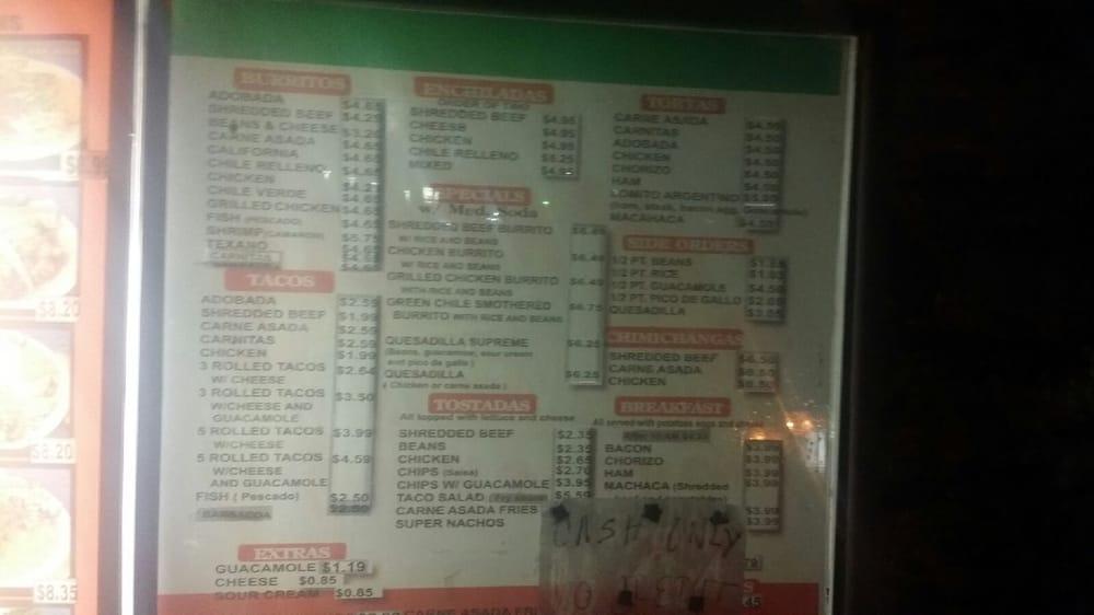 Menu at Charritos Mexican Food restaurant, Tooele
