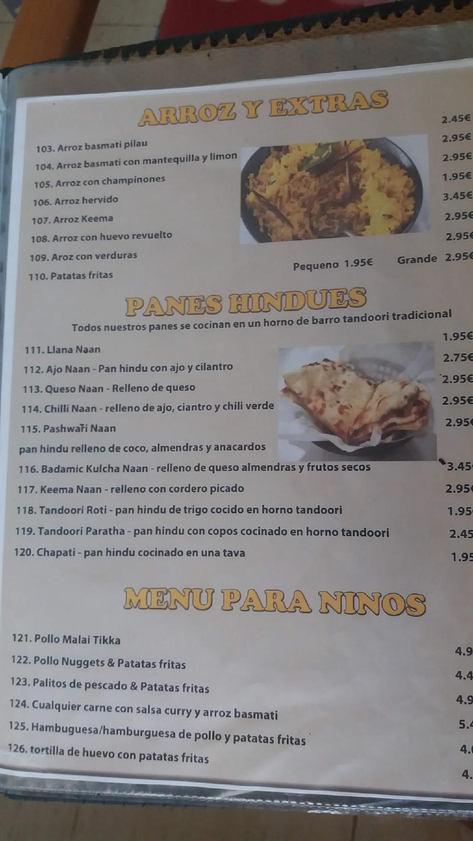Menu at Enjoy Indian Restaurant, Torrevieja