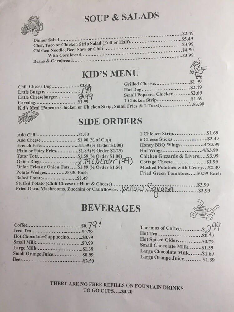 Menu at HI-De-Ho Cafe, Watonga, OK-33