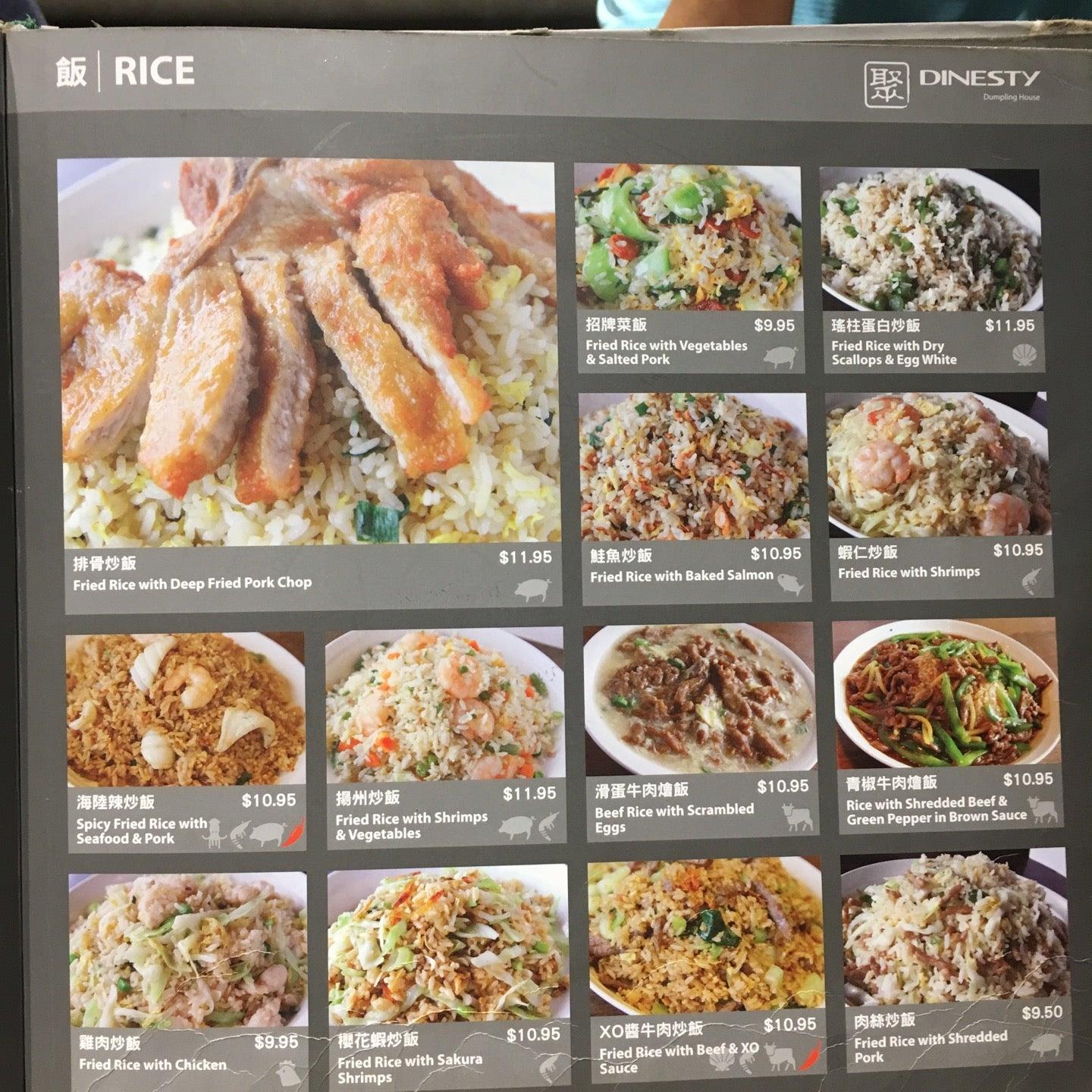 Menu at Dinesty Dumpling House restaurant, Vancouver, Robson St