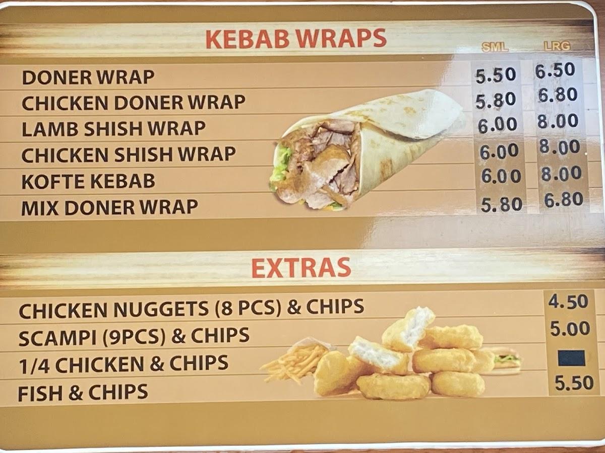Menu at Kebab Kingdom restaurant, London, 19 Anglesea Rd