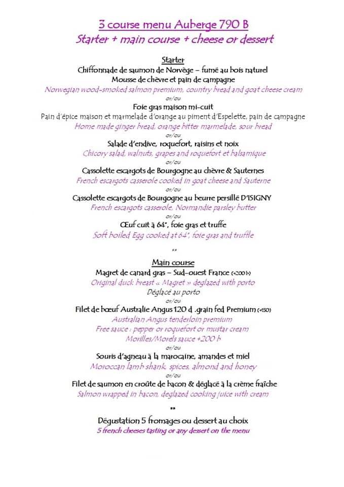Menu at L'Auberge restaurant, Pattaya City, 216