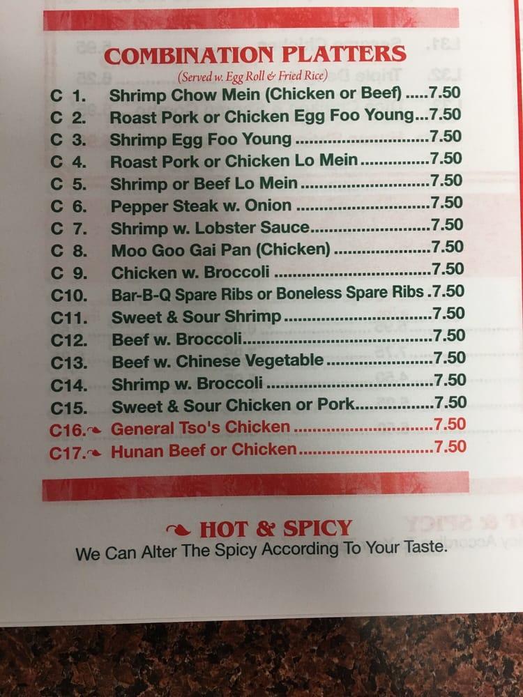 Menu at China King restaurant, Lusby