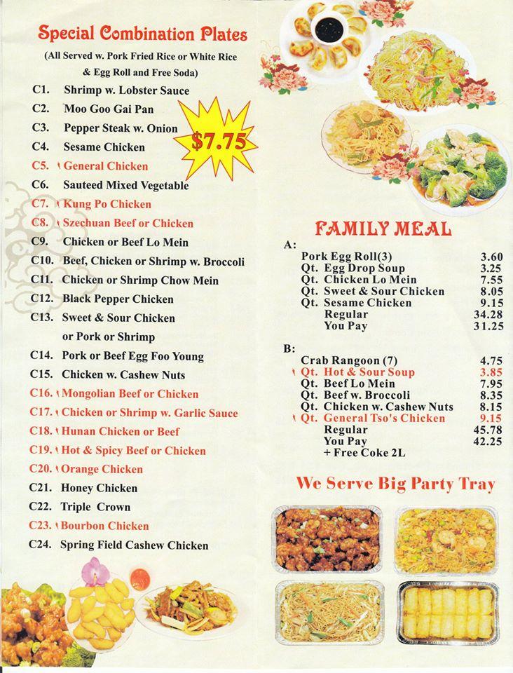 Menu at China King restaurant, Holden