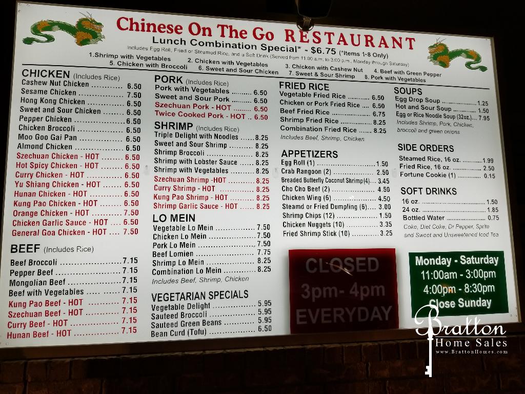 Menu at Chinese On the Go restaurant, Bryant, 107 Roya Ln