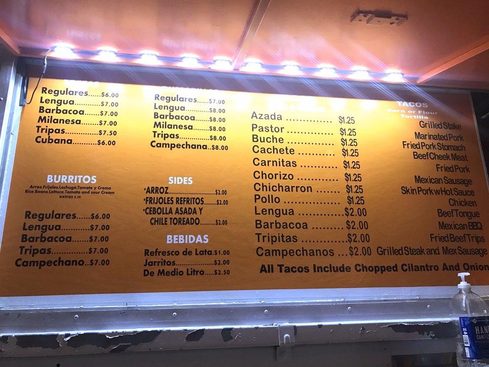 Menu at El Arriero Taqueria, Waco, N 19th St