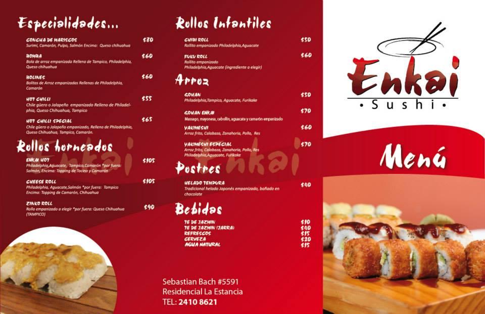 Menu at Enkai restaurant, Zapopan