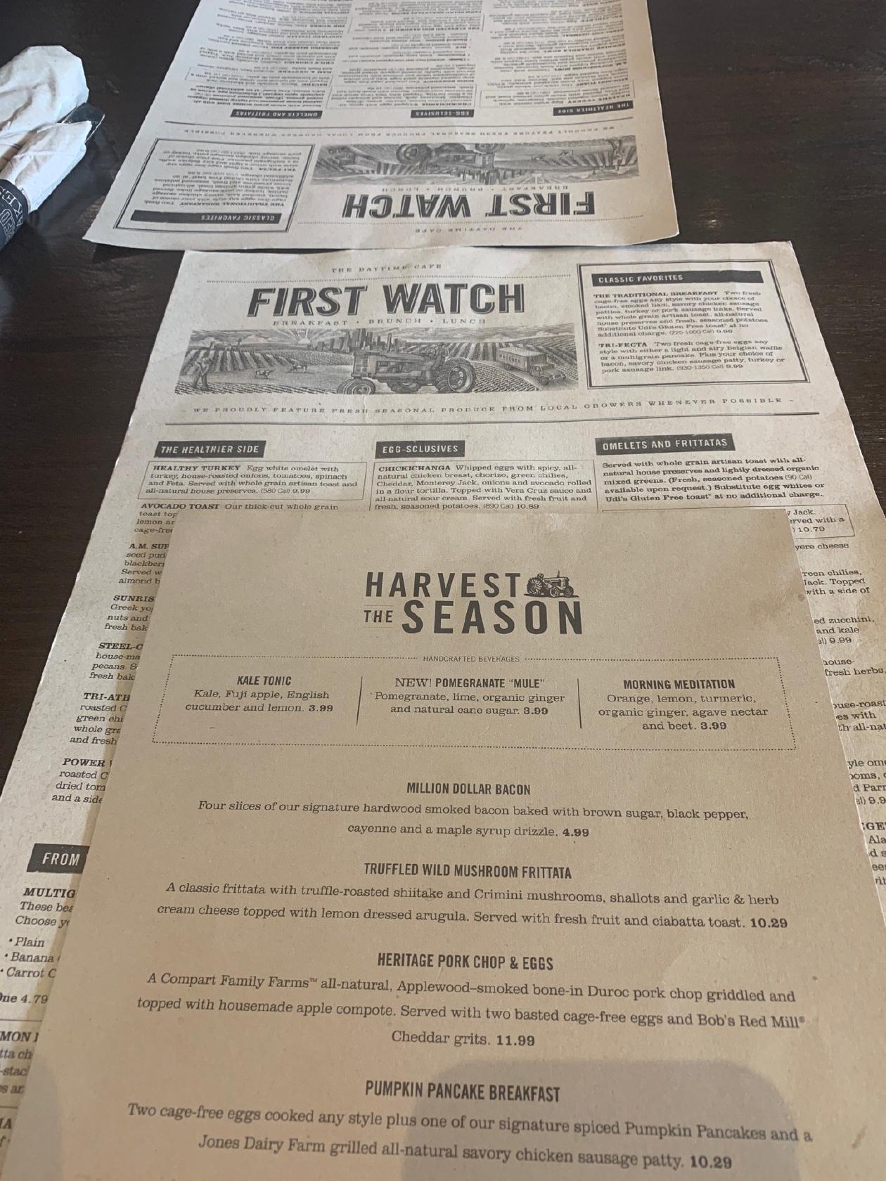 Menu at First Watch cafe, Charlotte, Providence Farm Ln