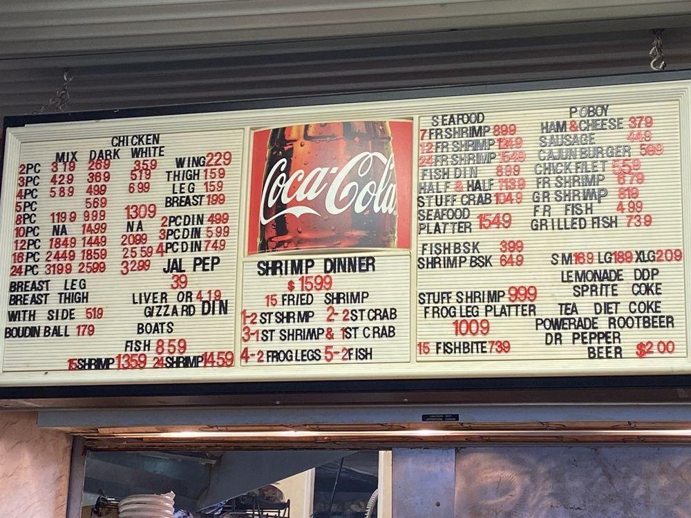 Menu at Gabe’s Cajun Food restaurant, Rayne