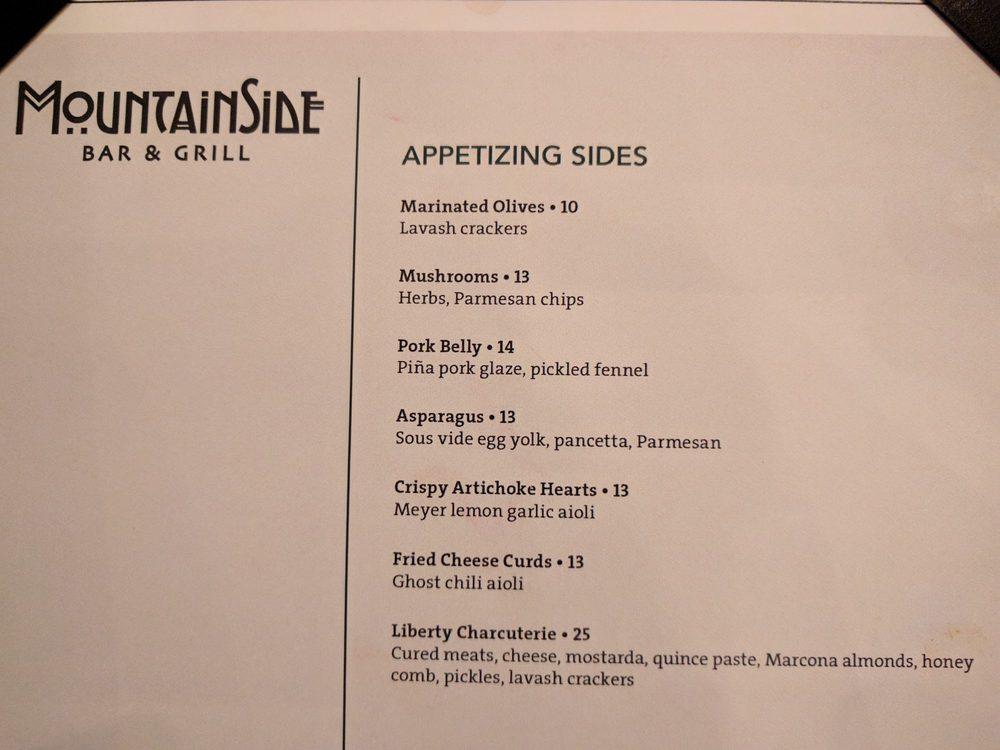 Menu at Mountainside Bar & Grill, Mammoth Lakes