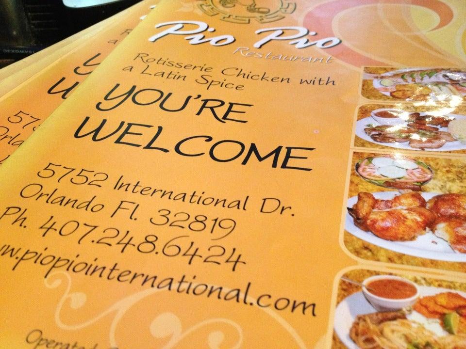 Menu at Pio Pio Restaurant, Orlando, Precision Dr