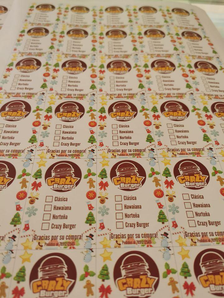 Menu at Crazy Burger restaurant, Platón Sánchez