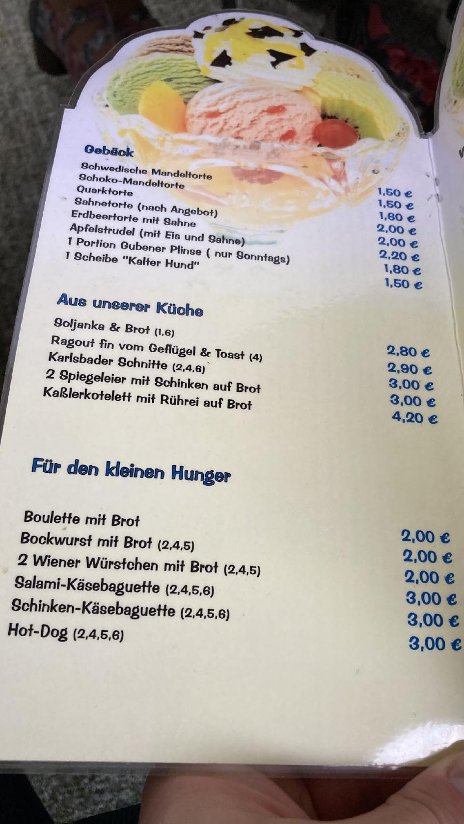 Speisekarte von Eiscafé Eisbär restaurant, Guben