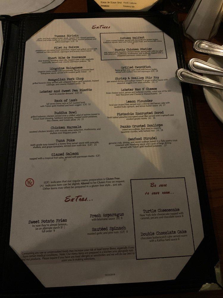 Menu at Scargo Cafe, Dennis, 799 Main St