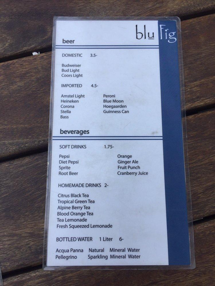 Menu at Blu Fig restaurant, New City