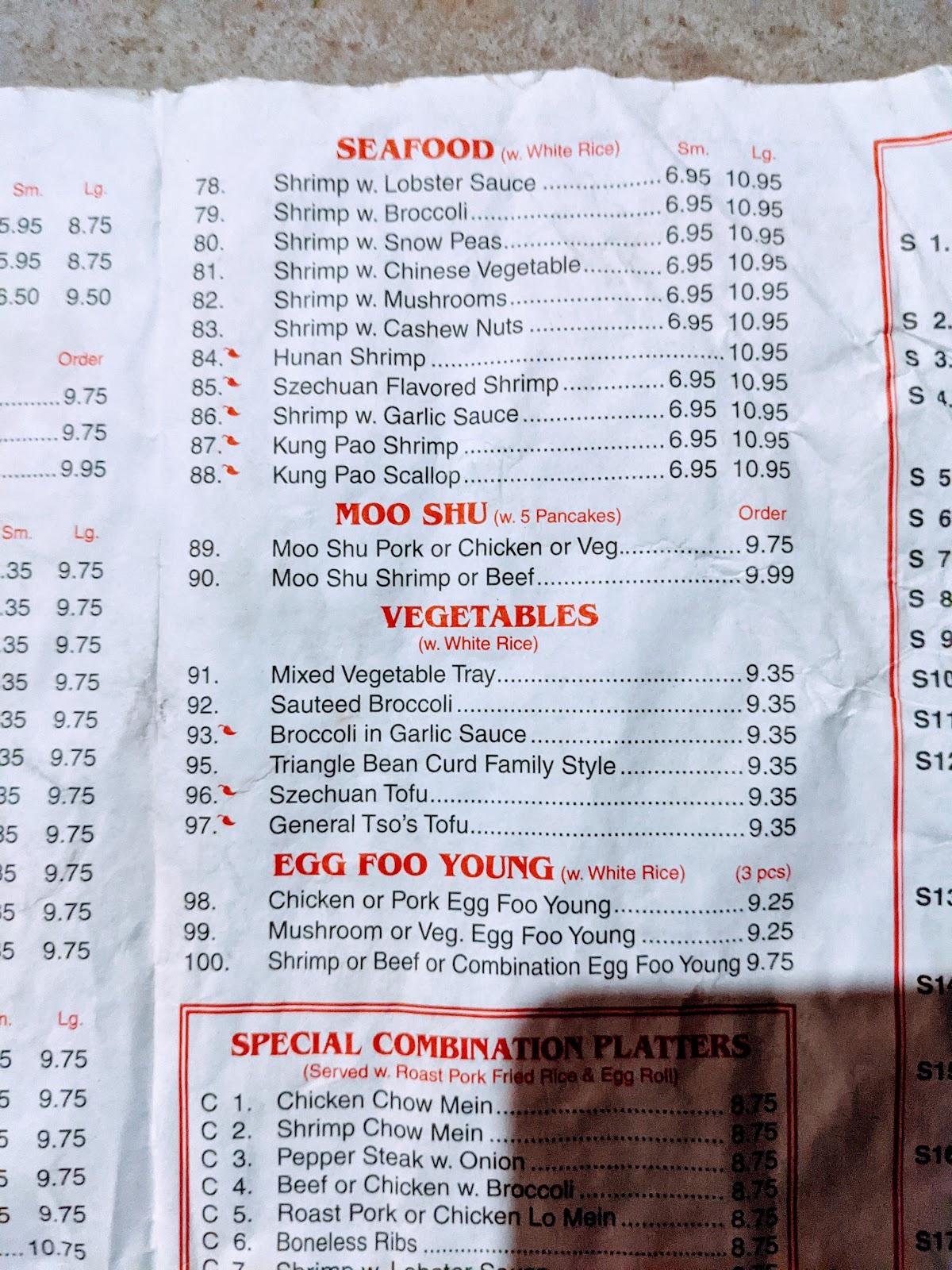 Menu at China Chef restaurant, Stanley