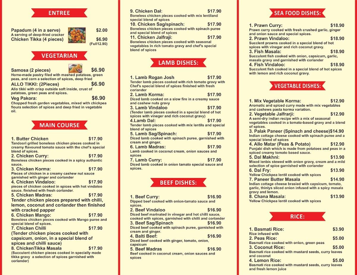 Menu at Espresso cafe & curry, Whyalla