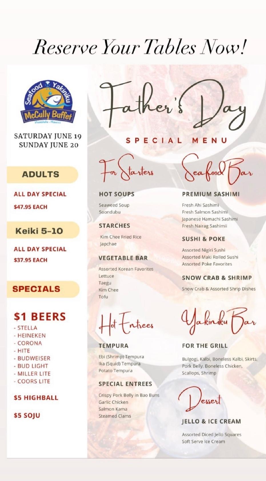 Menu at McCully Buffet BBQ, Honolulu