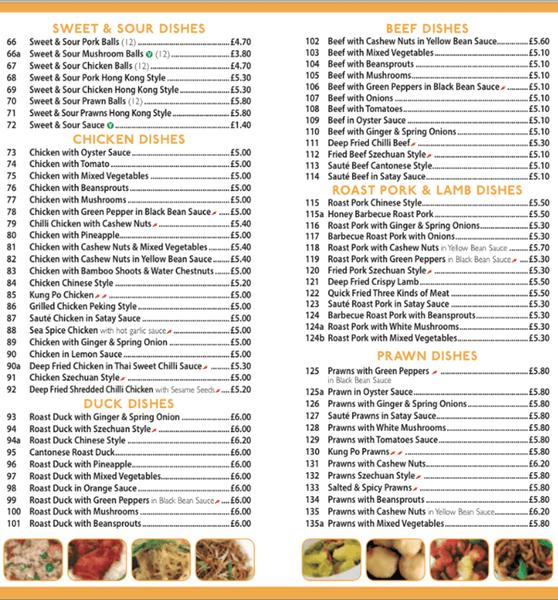 Menu at Mr Low restaurant, Knebworth
