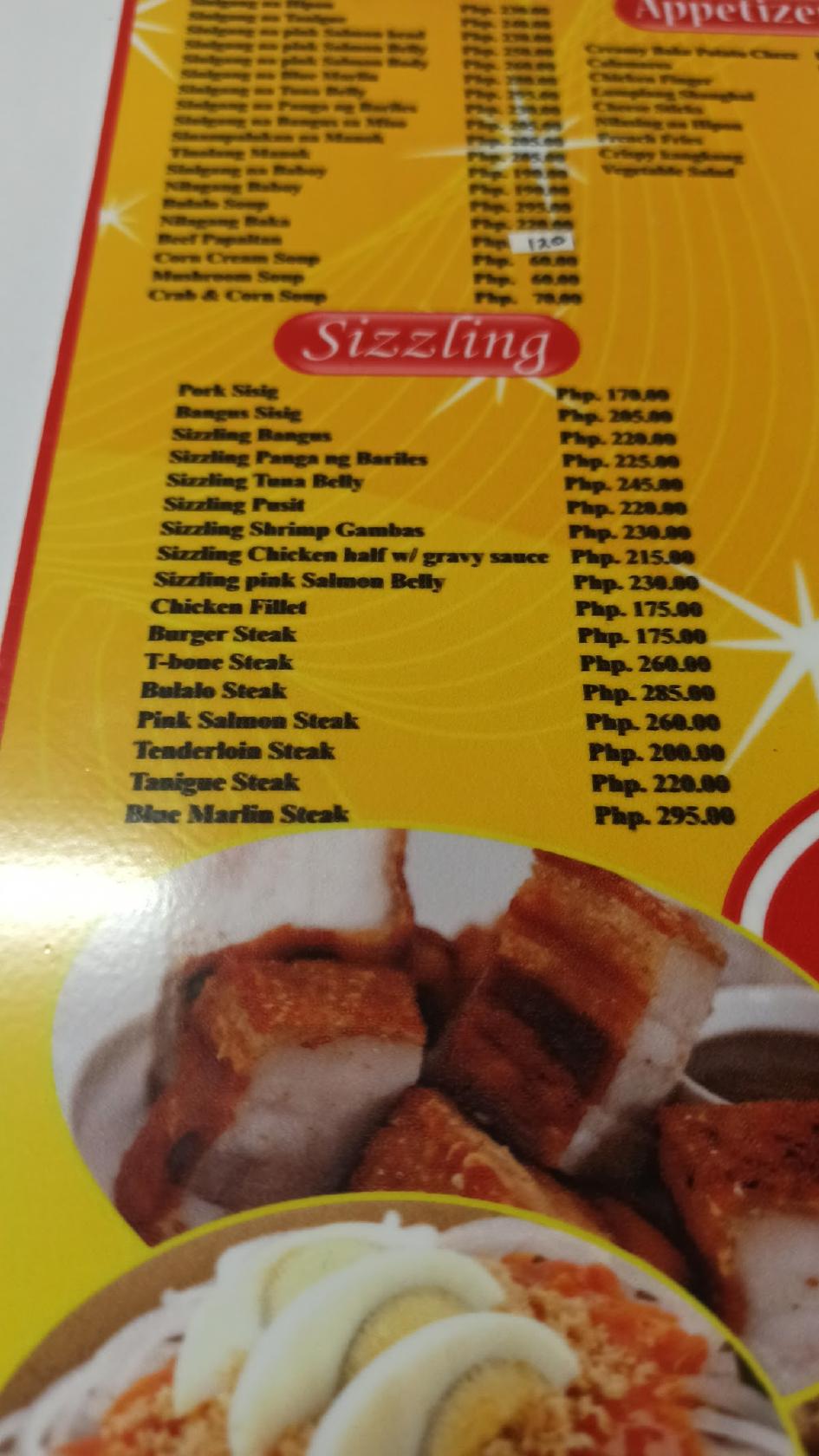 Menu at Razon's restaurant, Cabanatuan City, FXRF+J25