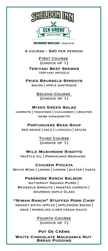 Menu at Sheldon Inn pub & bar, Elk Grove