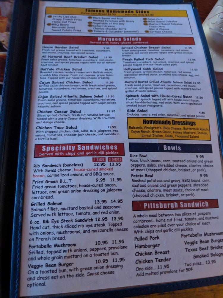 Menu at Sticky Lips BBQ Juke Joint, Rochester, 830 Jefferson Rd