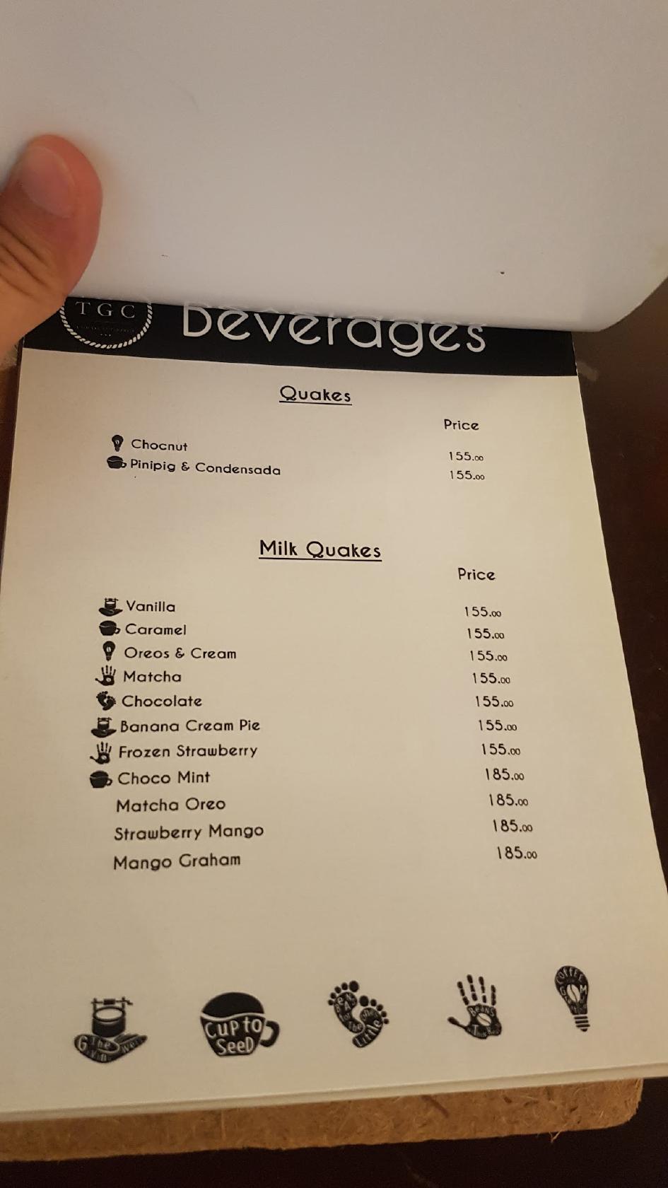 Menu at TheGiving Café (TGC) cafe, Mandaluyong