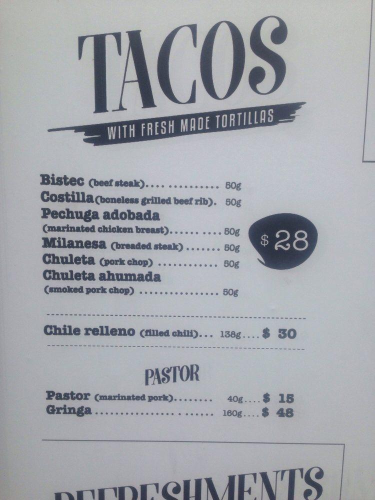 Carta del restaurante Taquería El Caifán Alameda, Ciudad López Mateos