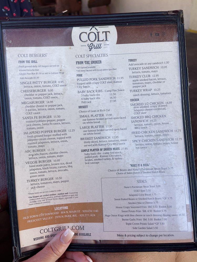 Menu at COLT Grill BBQ and Spirits Village of Oak Creek, Sedona