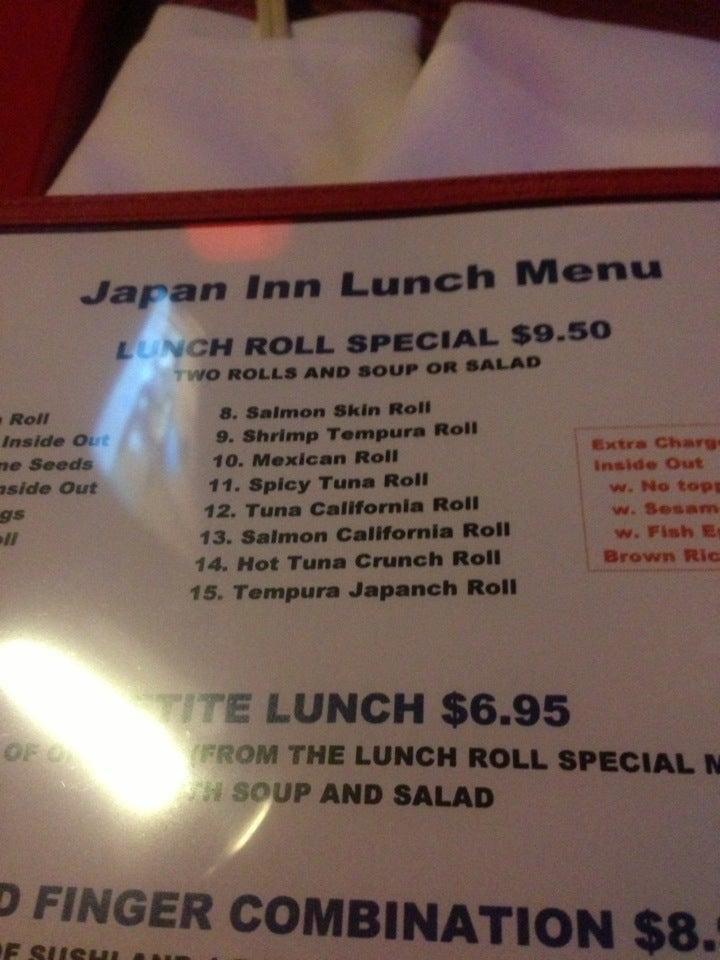 Menu at Japan Inn restaurant, Plantation