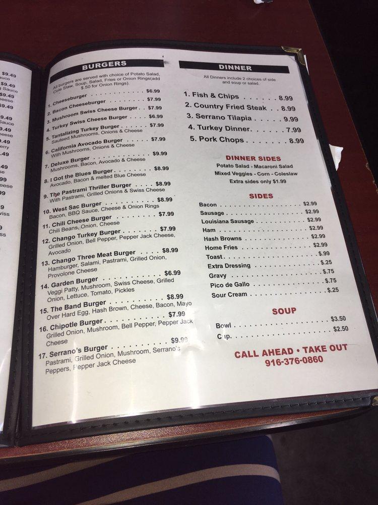 Menu at Serrano's Cafe, West Sacramento