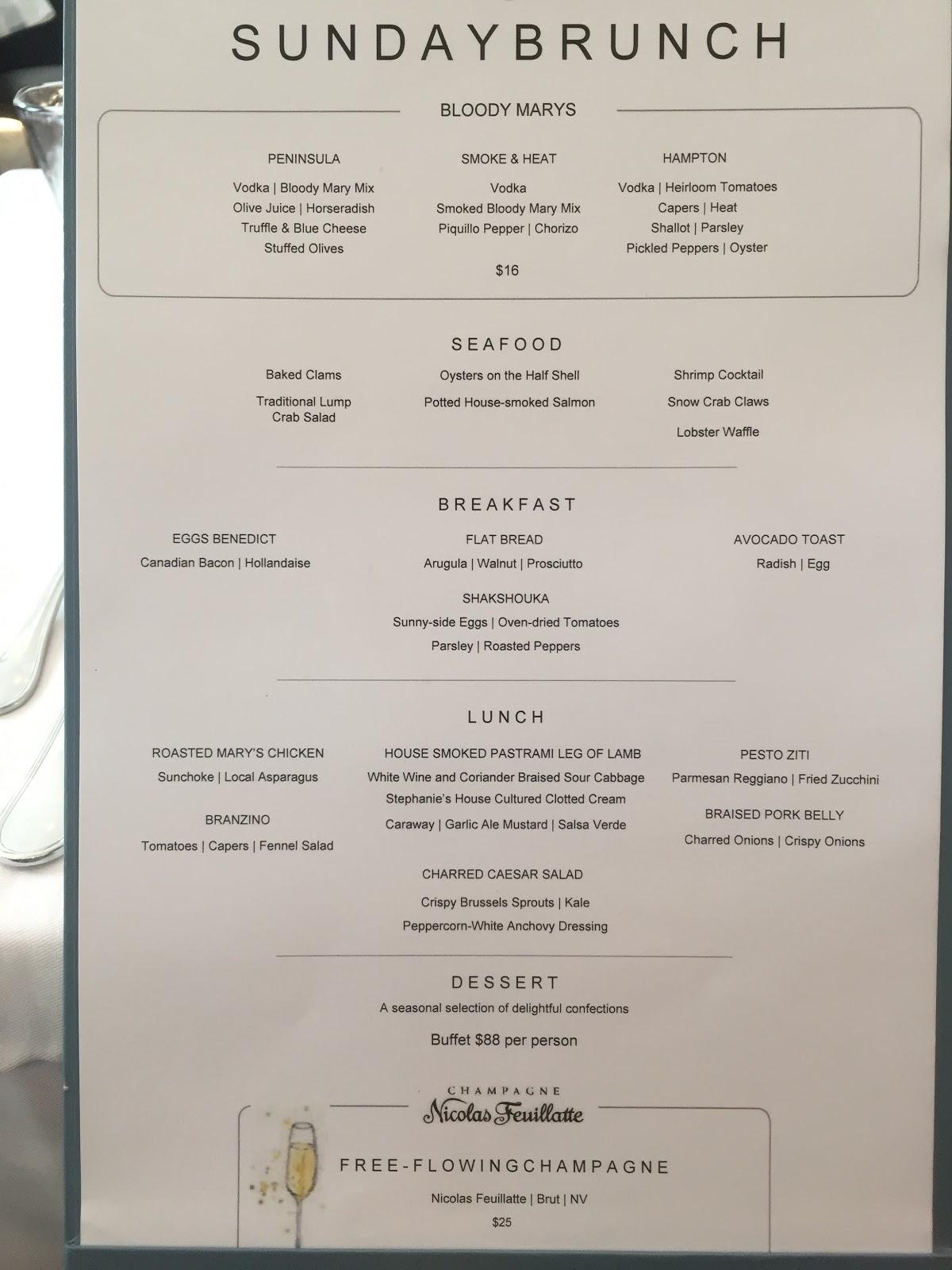 Menu at The Belvedere restaurant, Beverly Hills