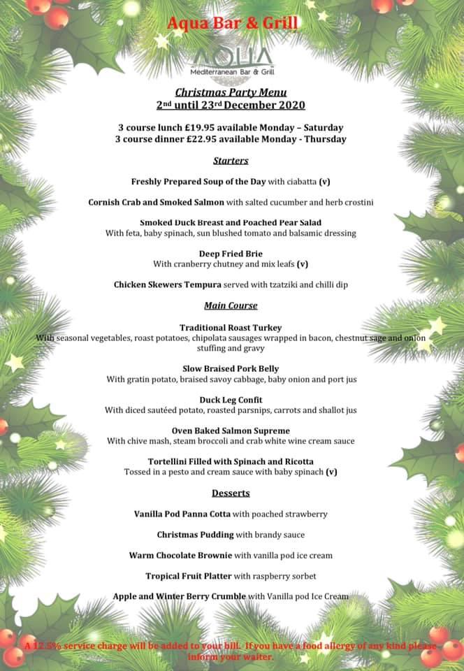 Menu at Aqua Bar & Grill - Bromley, Bromley, Unit 4-6
