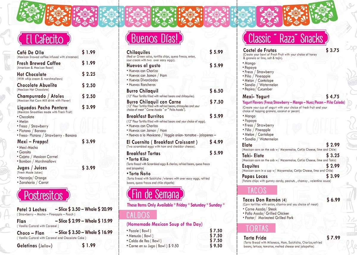 Menu at Coya's Cafe, Moline