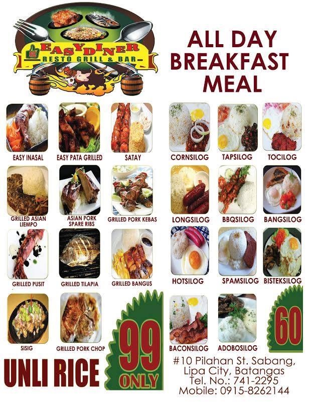 Menu at Ec Easy Diner Resto Bar & Grill, Lipa