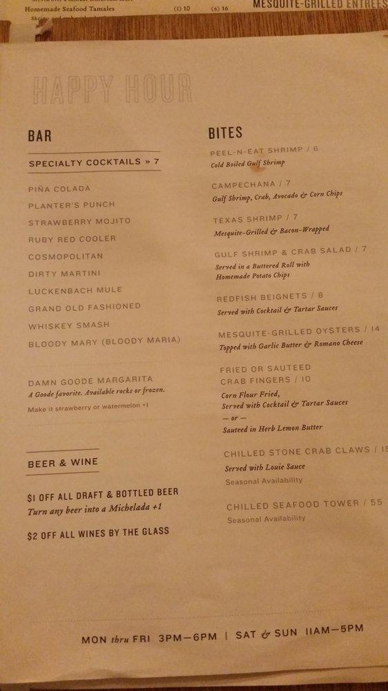 Menu at Goode Company Seafood steakhouse, Houston, Westpark Dr